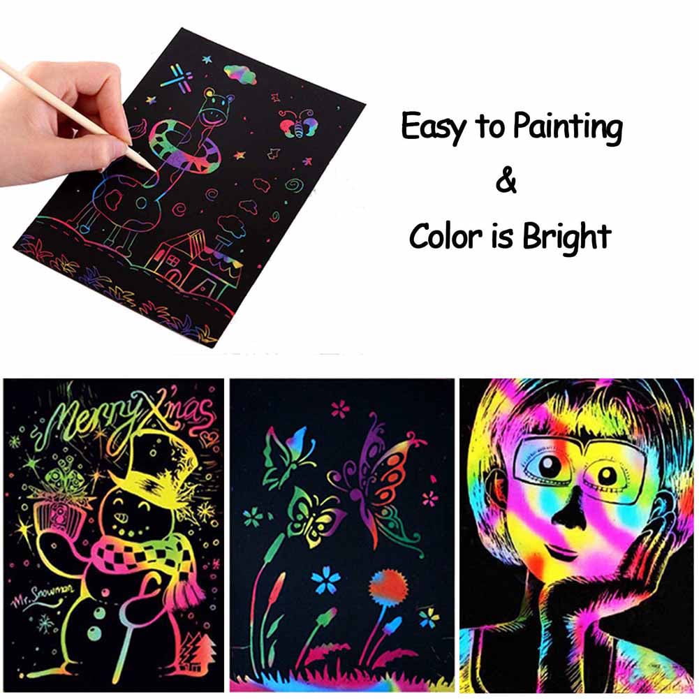 Kids Scratch Note Scratch Art Note Book Kids Rainbow Colorful Fun ...
