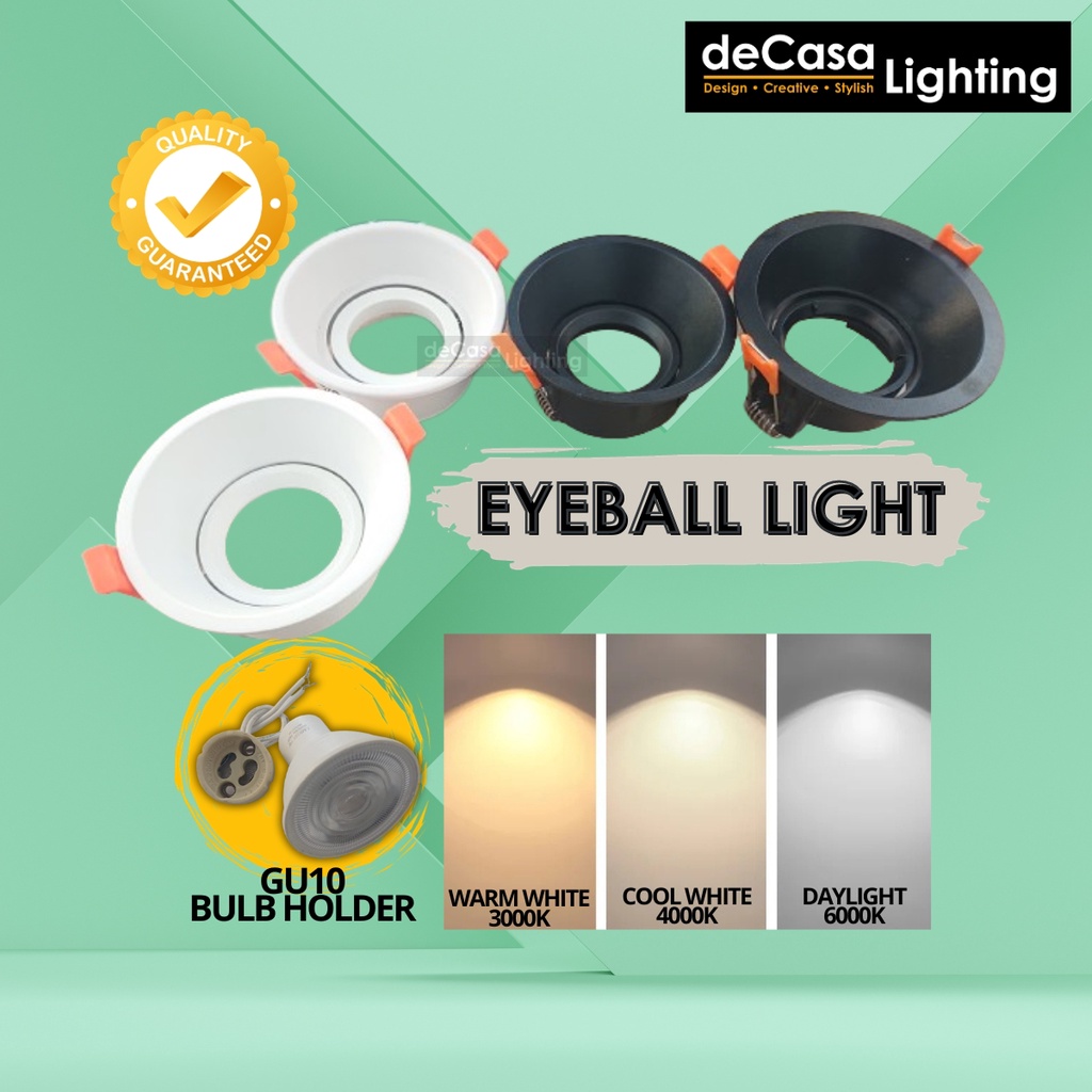 DECASA Lighting Eyeball Casing GU10 Lamp Holder Spotlight Case ...