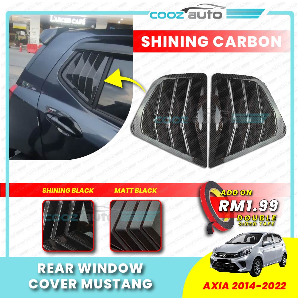 Perodua Axia Mustang Black Shinning Black Carbon Rear Window Cover Side ...