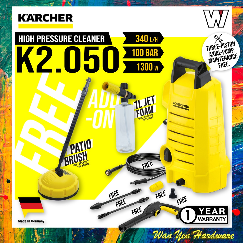 KARCHER K2050 HIGH PRESSURE WASHER WATER JET SPRAYER CLEANER 100 BAR - K2050 / K2.050 | Shopee ...