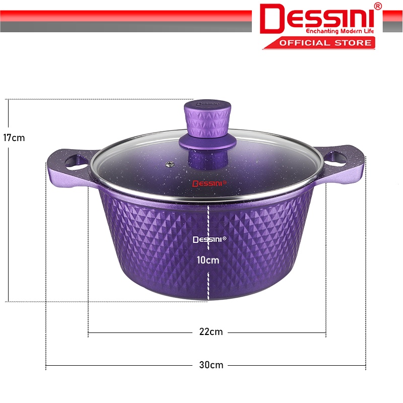 DESSINI ITALY 20CM Rhombus Casserole Die Cast Aluminium Non Stick Pot ...