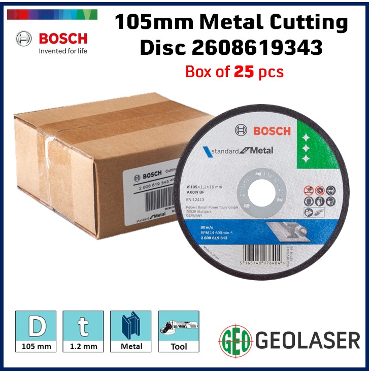 Bosch 4" 105mm x 1.2 x 16mm Metal & Carbon Steel Cutting Disc ...