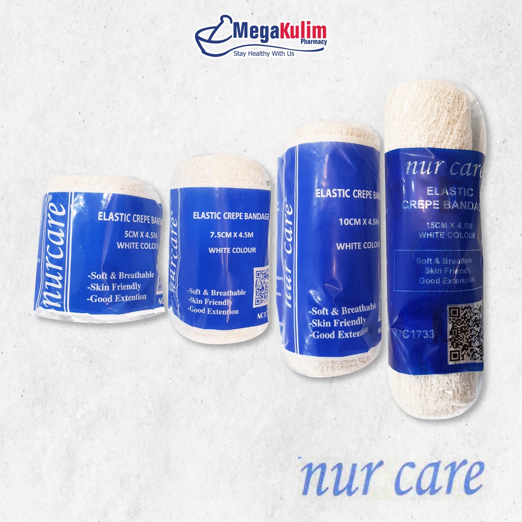 Nur Care Elastic Crepe Bandage 4.5M White 1's (5cm / 7.5cm / 10cm ...