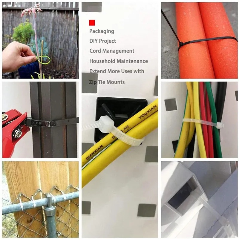 100 Pcs Label Cable Ties Fixed Cable Tie / Hole Mount Nylon Zip Ties ...