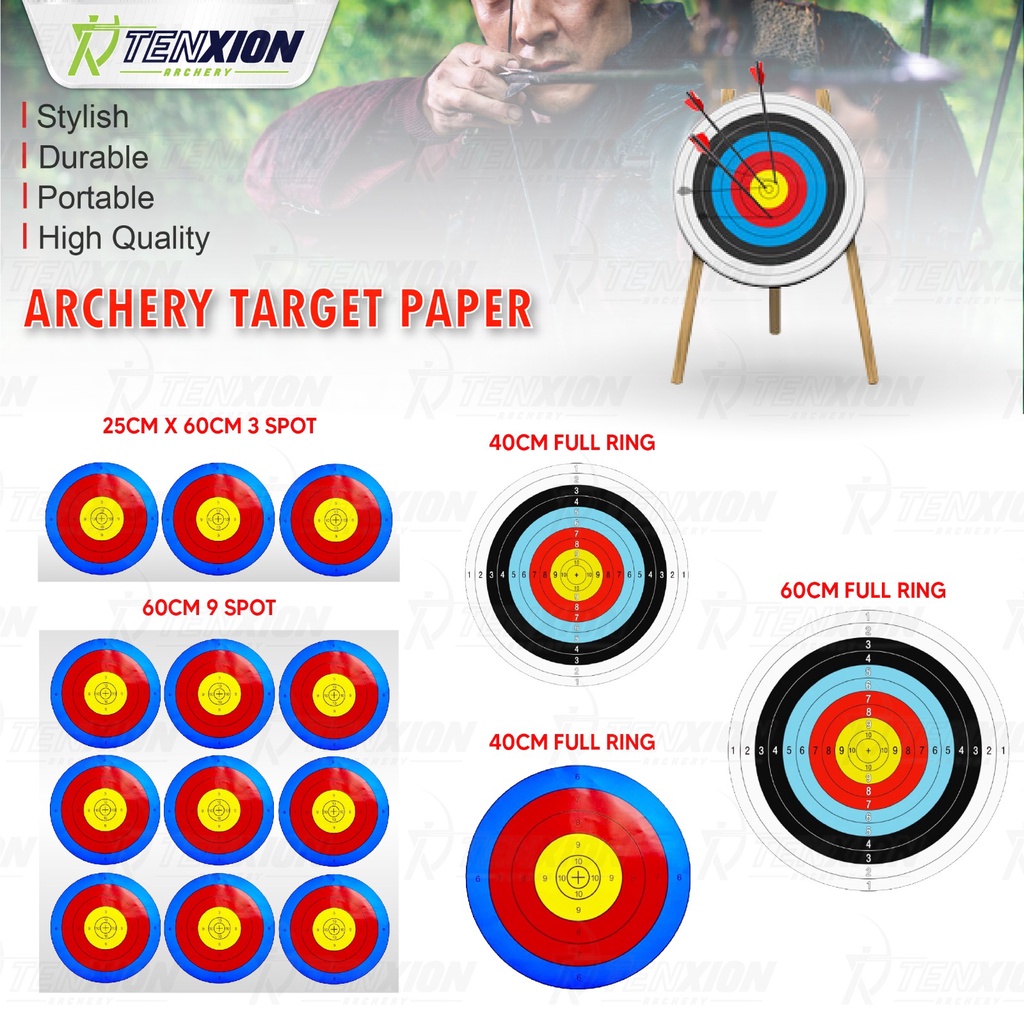 TenXion Archery Reinforced Target Face Paper JVD FITA Style Recurve ...