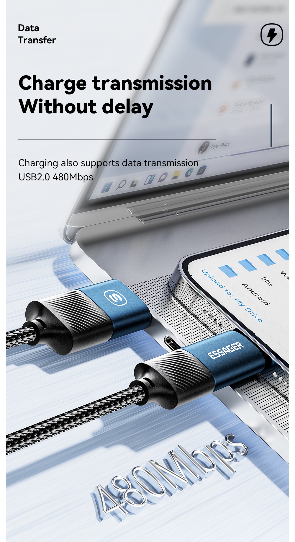 Essager 4 in 1 Usb Type C Ios Cable 65W Fsat Charging Cord For Ip ...