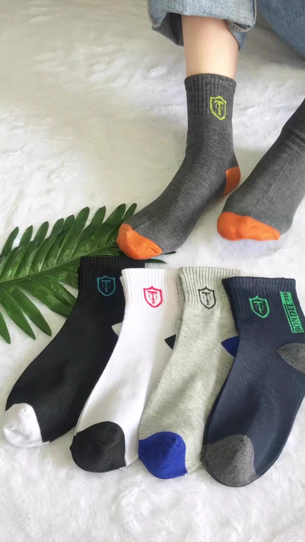 Men Casual Daily Mid-Tube Socks Printed Shield Pattern Socks | Shopee Malaysia