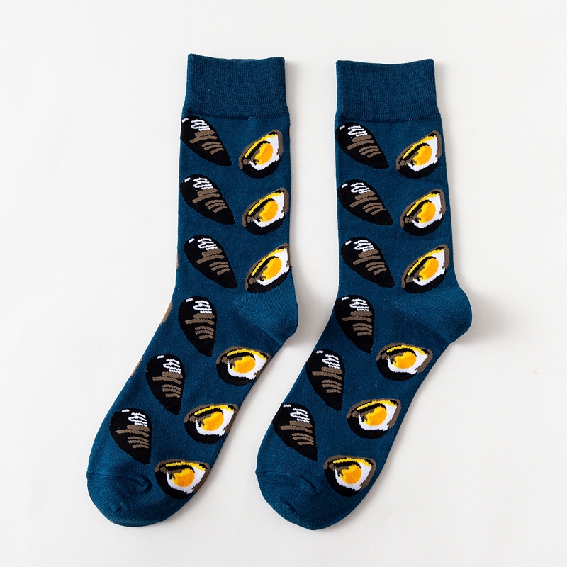 Men Women Unisex Creative Printed Seafood Series Mid-Tube Socks Fashion ...
