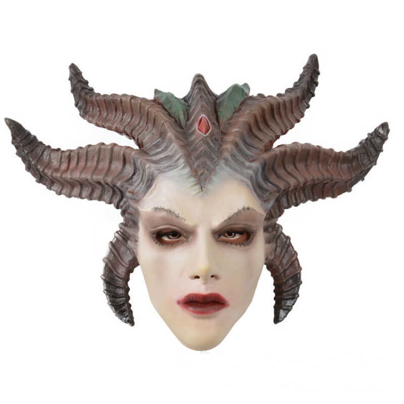 Game Diablo IV Lilith Devil Mask Cosplay Horror Demon Vampire Latex ...