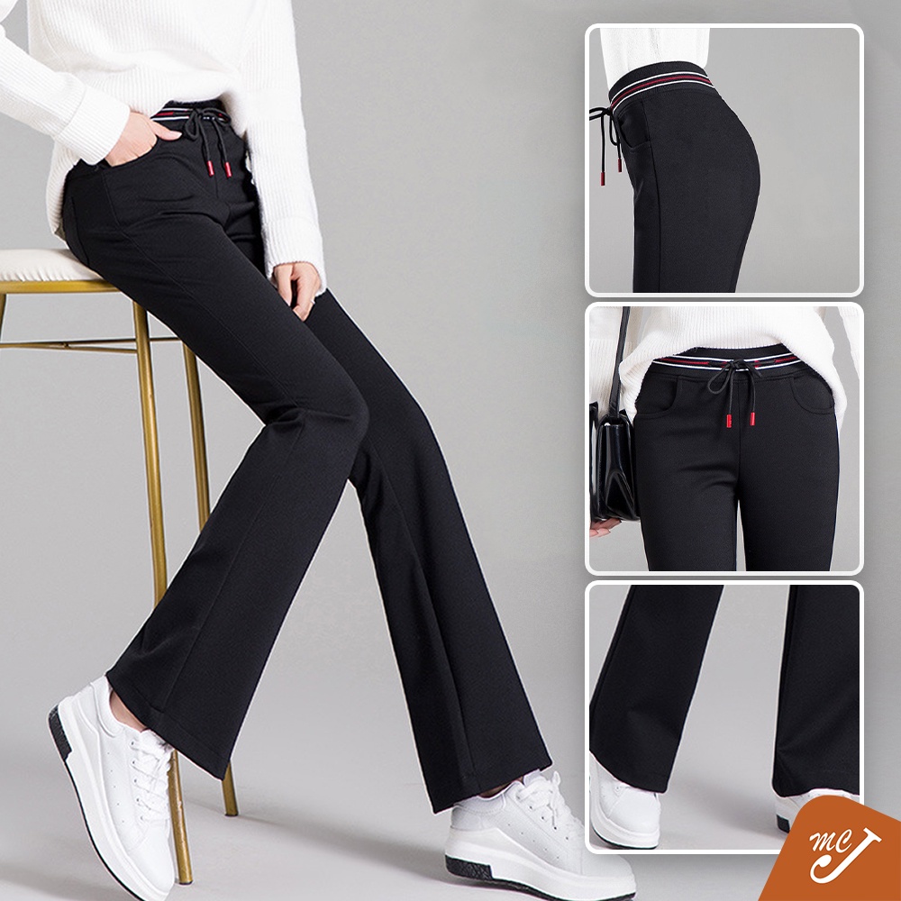 McJoden - NAOKO Bootcut Women Long Pants Vintage Black Slim High Waist ...