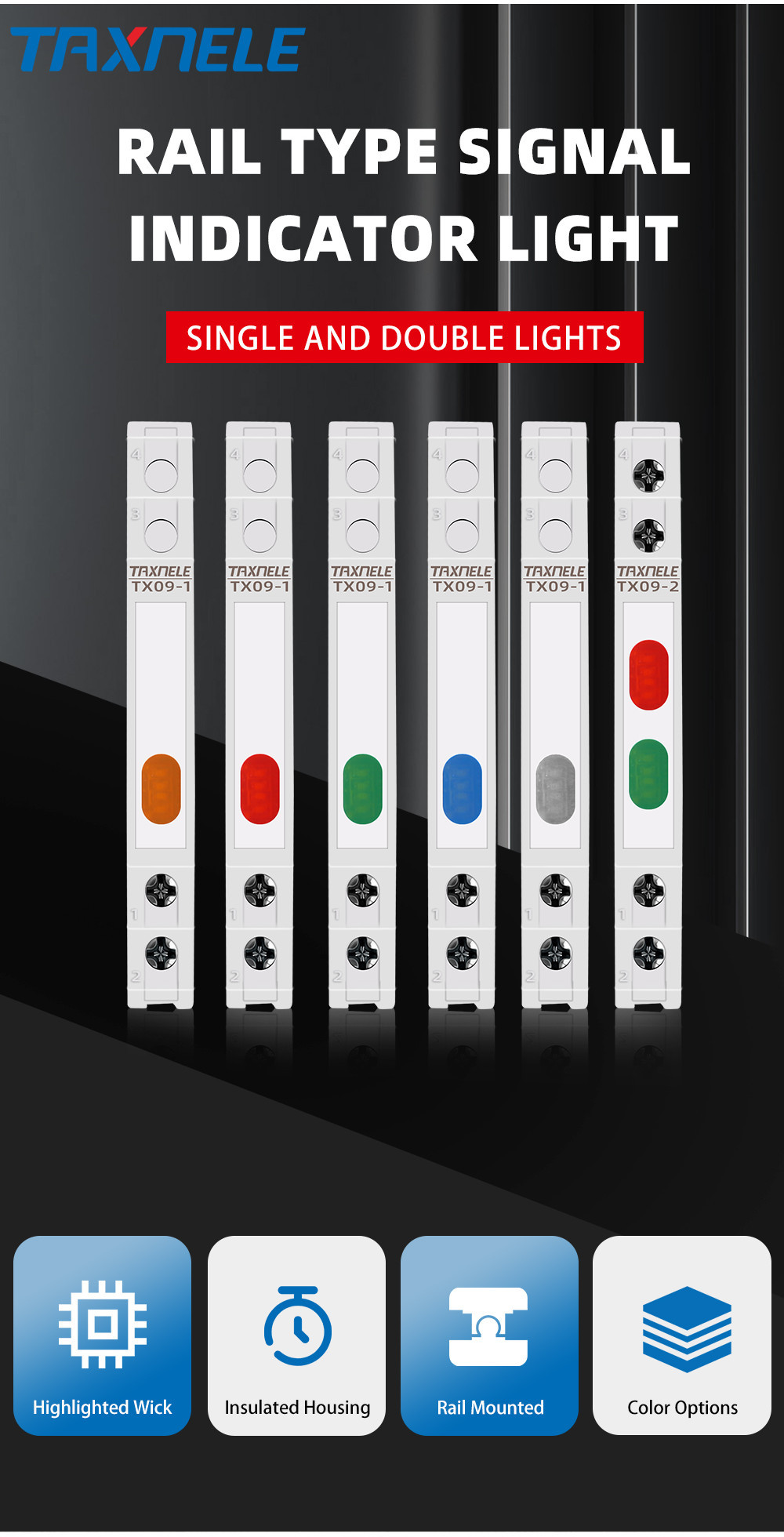 Din Rail Mount LED Signal Lamp AC DC 220V 230V Indicating Pilot Lights Lamp Red Green Blue ...