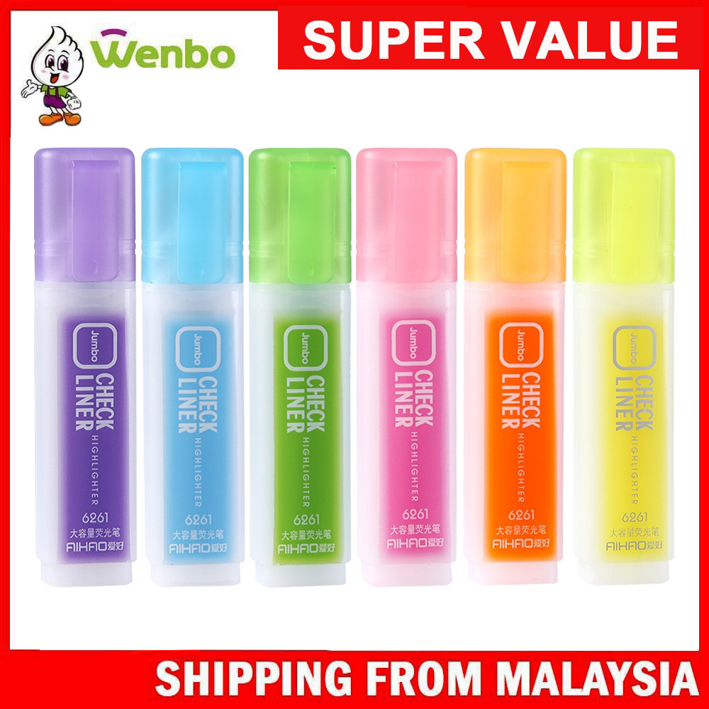 Wenbo [6pcs/set] Jumbo Highlighter Fluorescent Pen School Stationery ...