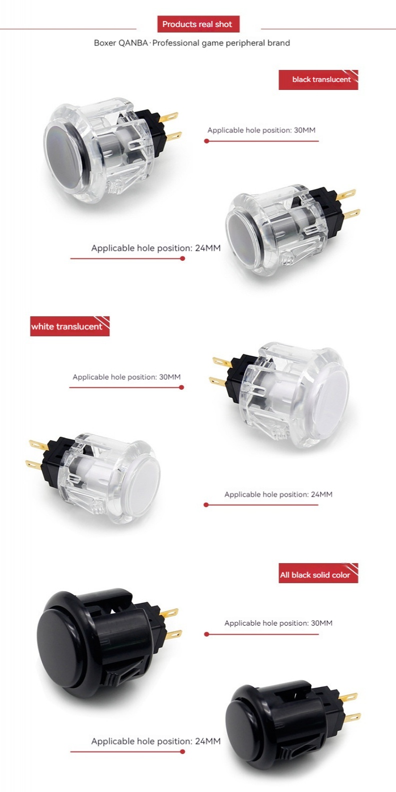 Push botton! QANBA sanwa 24/30mm card button arcade joystick ...