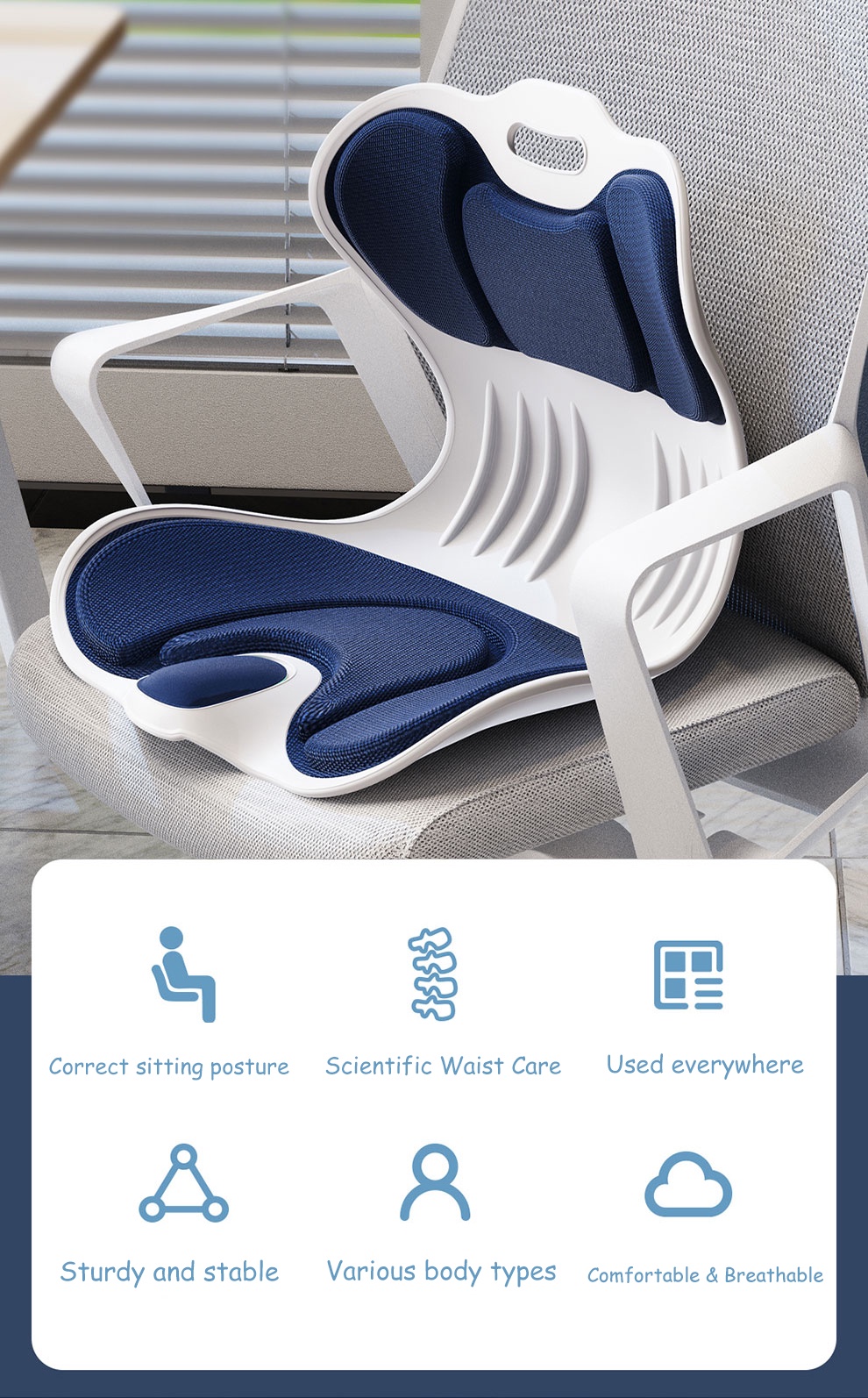 OATSBASF Sitting Posture Corrector Back Lumbar Supporter Adjust Sitting ...