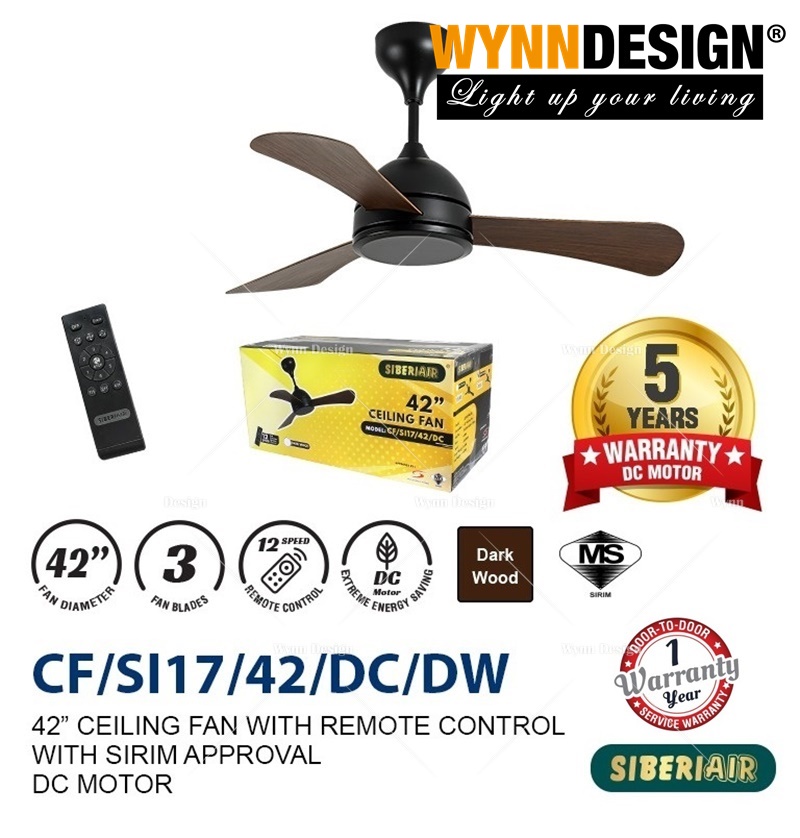 Wynn Design [42" DC Motor] Siberair Remote Control Ceiling Fan Door To ...