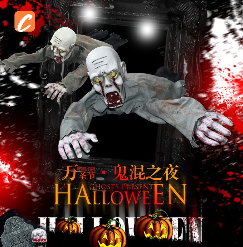 Halloween Props Crawling Zombie No Legs Animated Haunted House Party ...