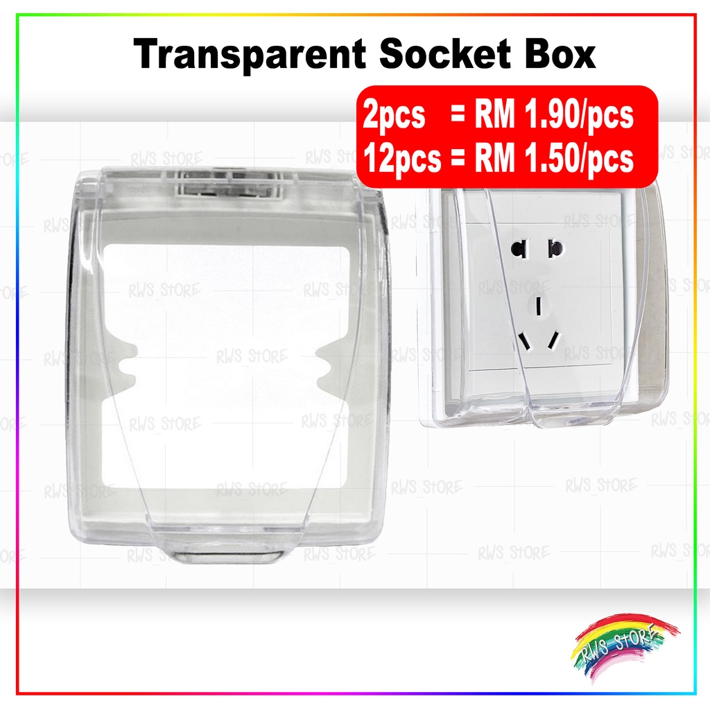 Transparent Socket Box 透明插座防水盒 Kotak Perlindungan Soket | Shopee Malaysia