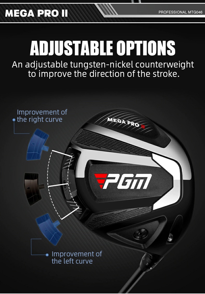 PGM MEGA PRO II Professional adjustable loft titanium driver golf wood ...