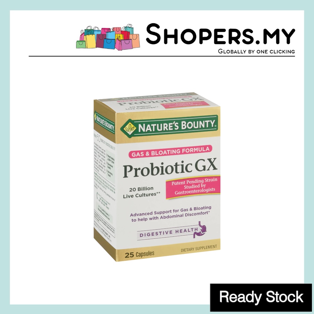 Nature's Bounty Probiotic GX Gas & Bloating Formula (25 Capsules ...