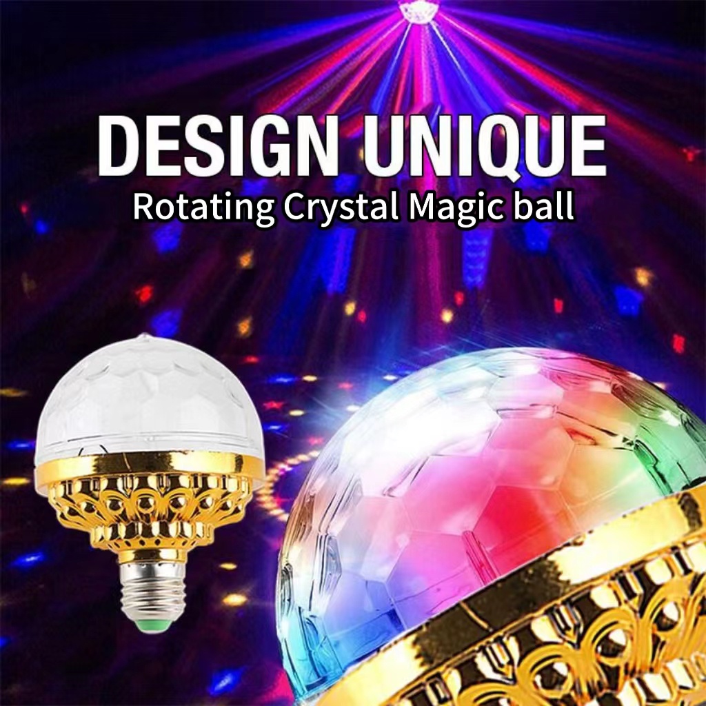 E27 Mini Rotating Crystal Magic Ball Light RGB Projection Lamp Party DJ ...