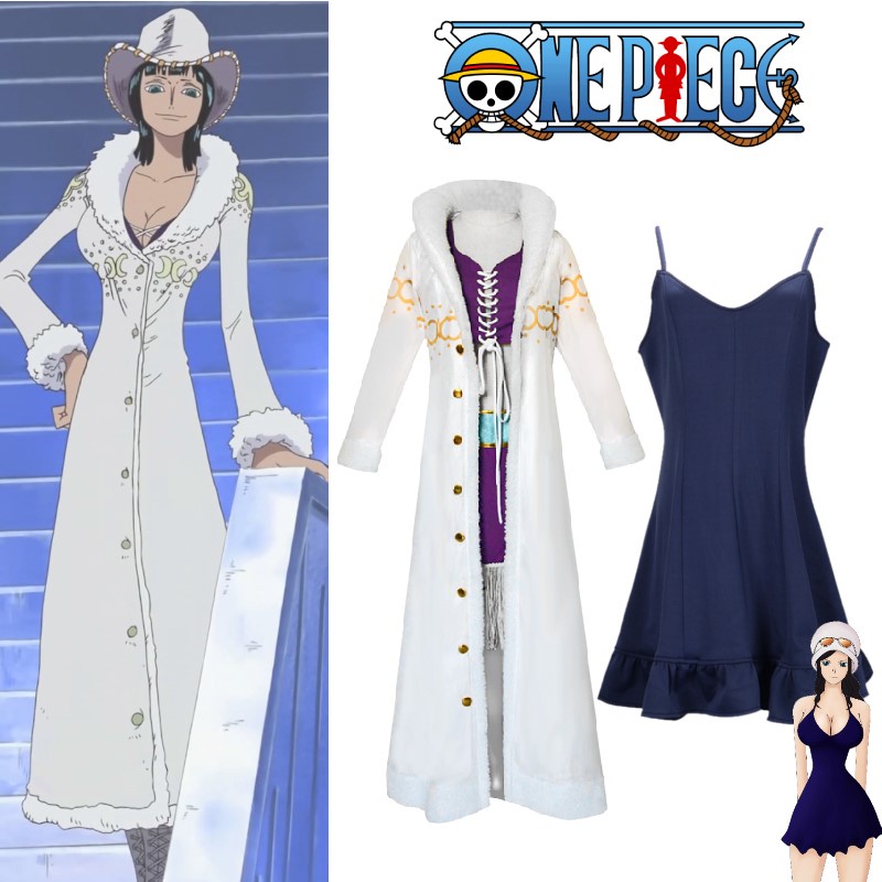 Anime One Piece Nico Robin Cosplay Costume Plush Coat With Tops Skirt ...