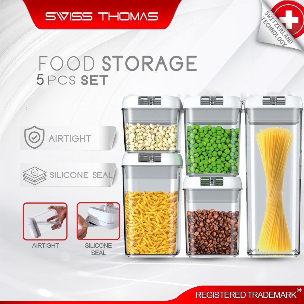 Airtight Food Storage Container Set 5pcs BPA-Free for Food Liquid Dried Fruit Storage Container ...