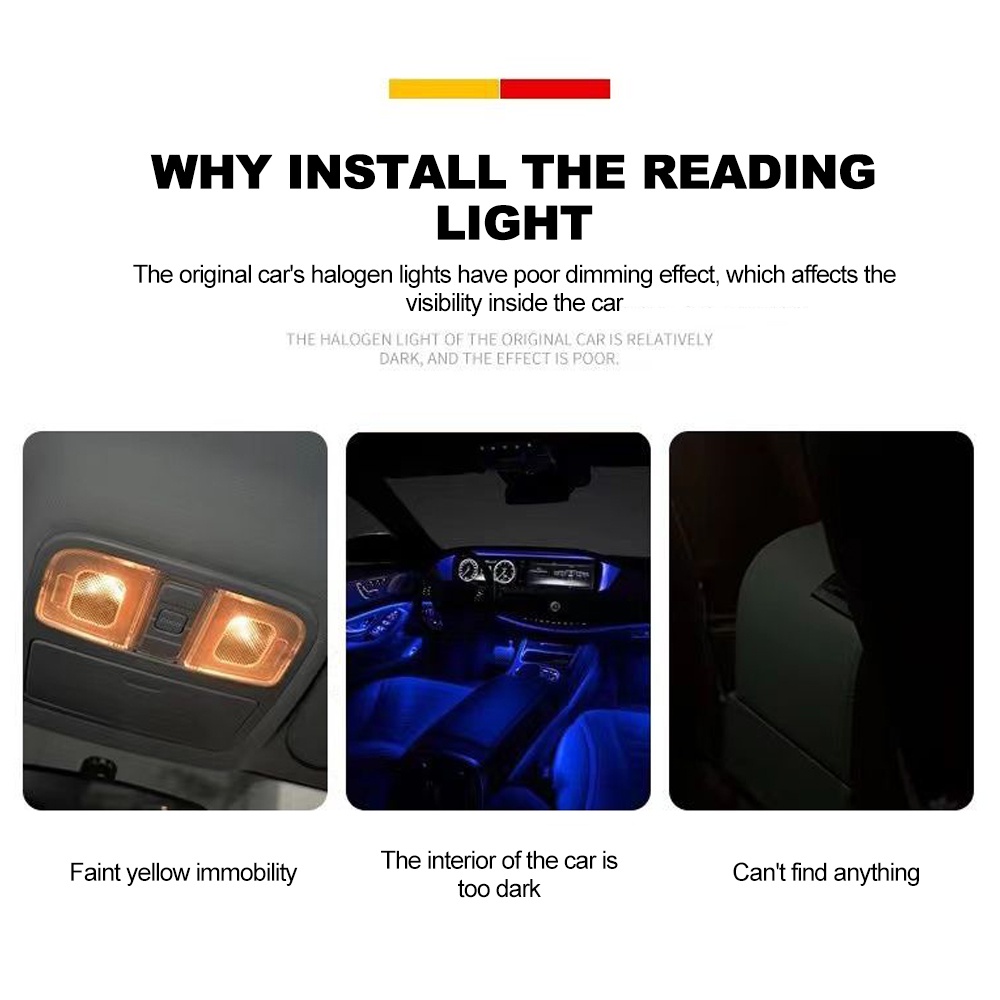 108LED 12-24V Car Reading LED Night Strip Light Interior Light Ceiling ...