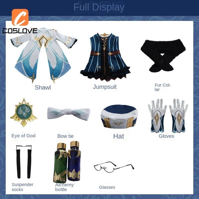 Genshin Impact Sucrose Cosplay Full Set Costume West Wind Knights ...