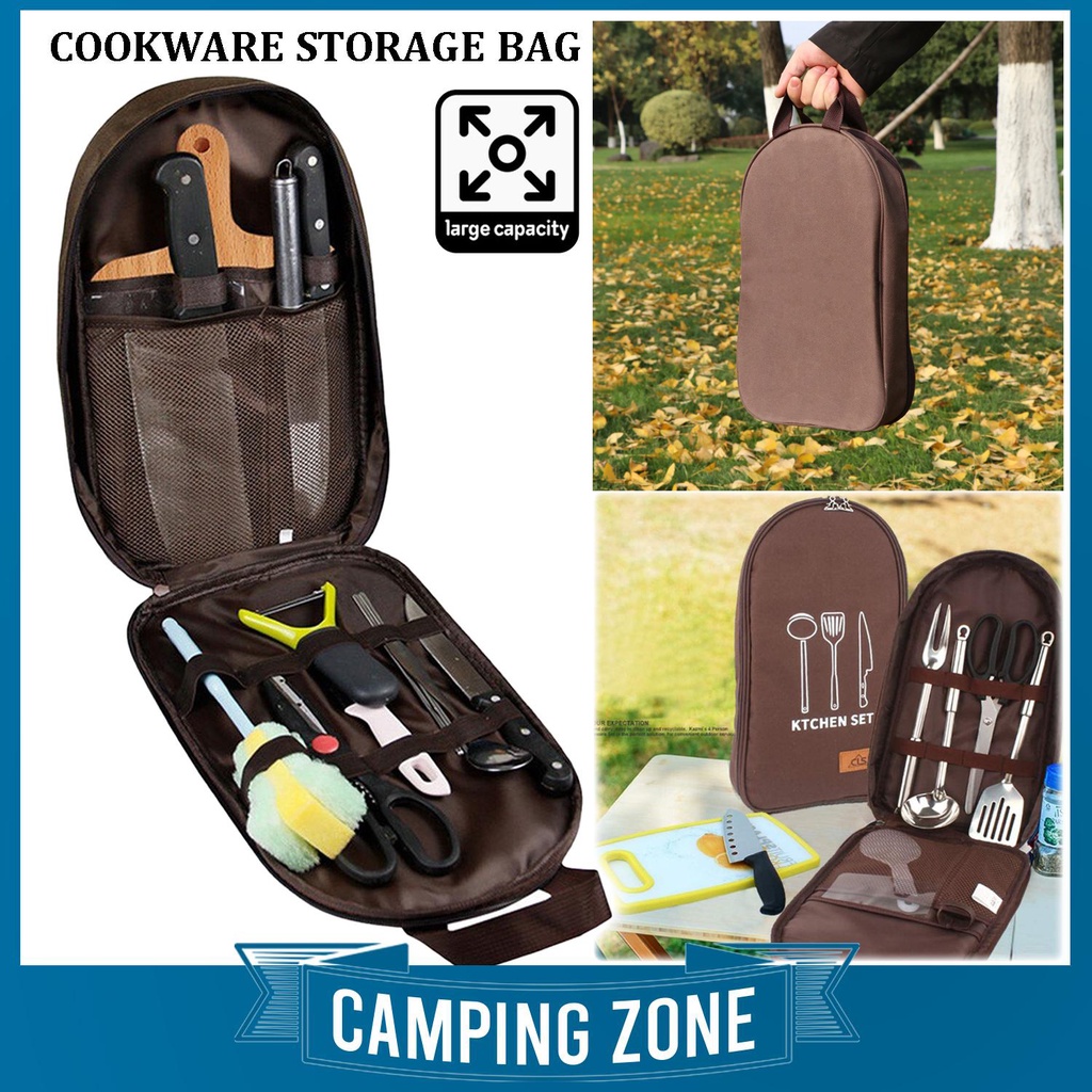 Outdoor Camping Cookware Storage Bag Portable BBQ Cooking Tools ...