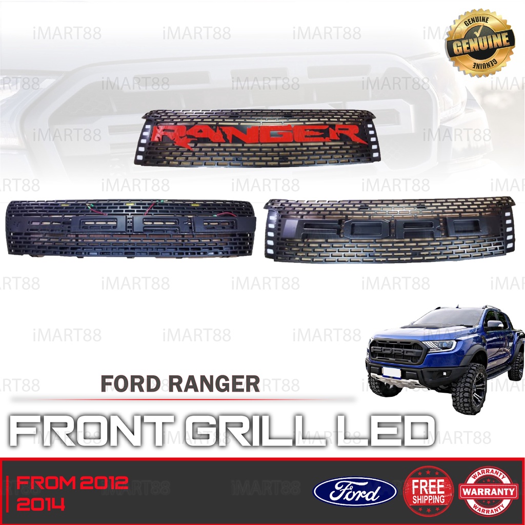 FORD RANGER T6 2012 - 2014 BLACK - RED Wording Front Grill With LED ...