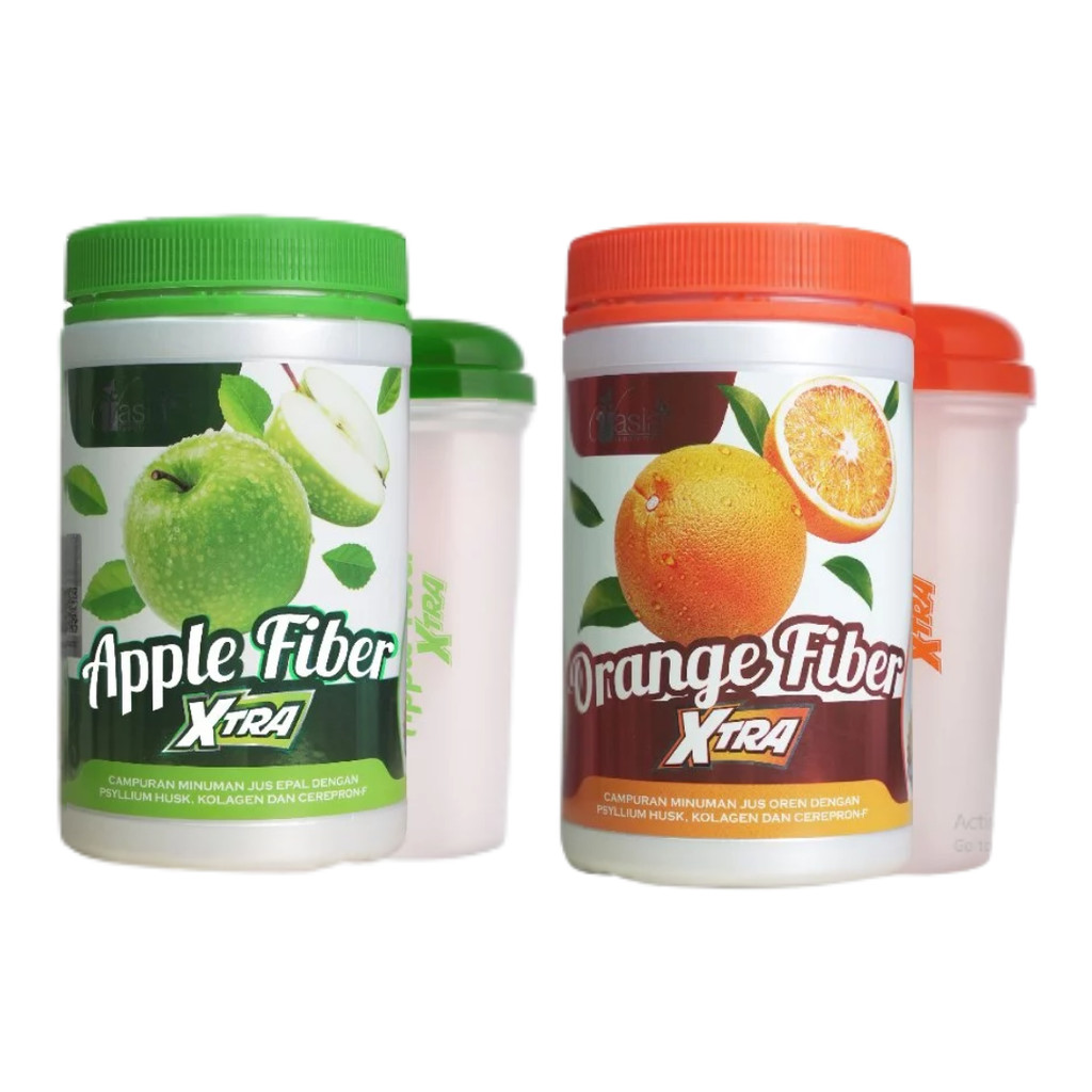 VASIA Fiber 400gm BOTOL Apple / Orange Fiber Xtra (Free Shaker) 100% ...