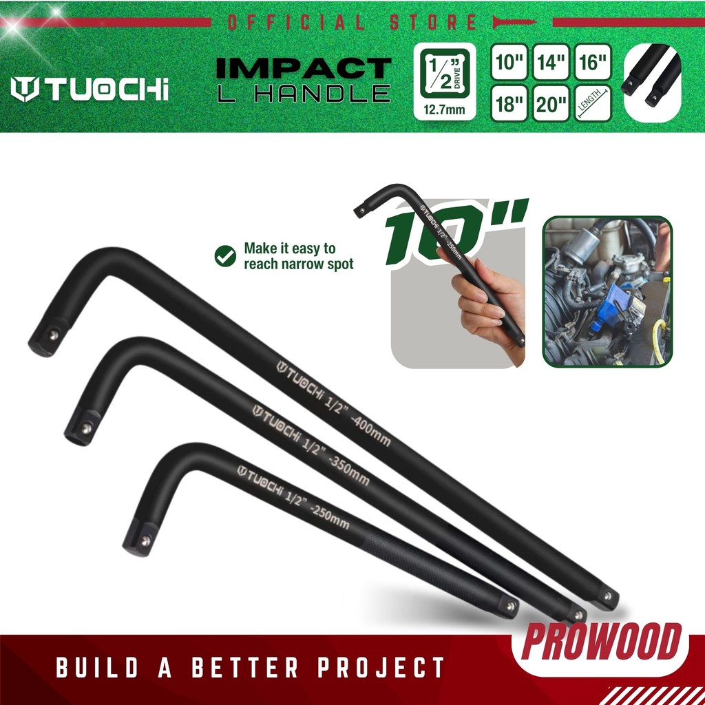 10 / 14 / 16 / 18 / 20 in TUOCHI 1PCS Black 1/2 inch Square Head Impact ...