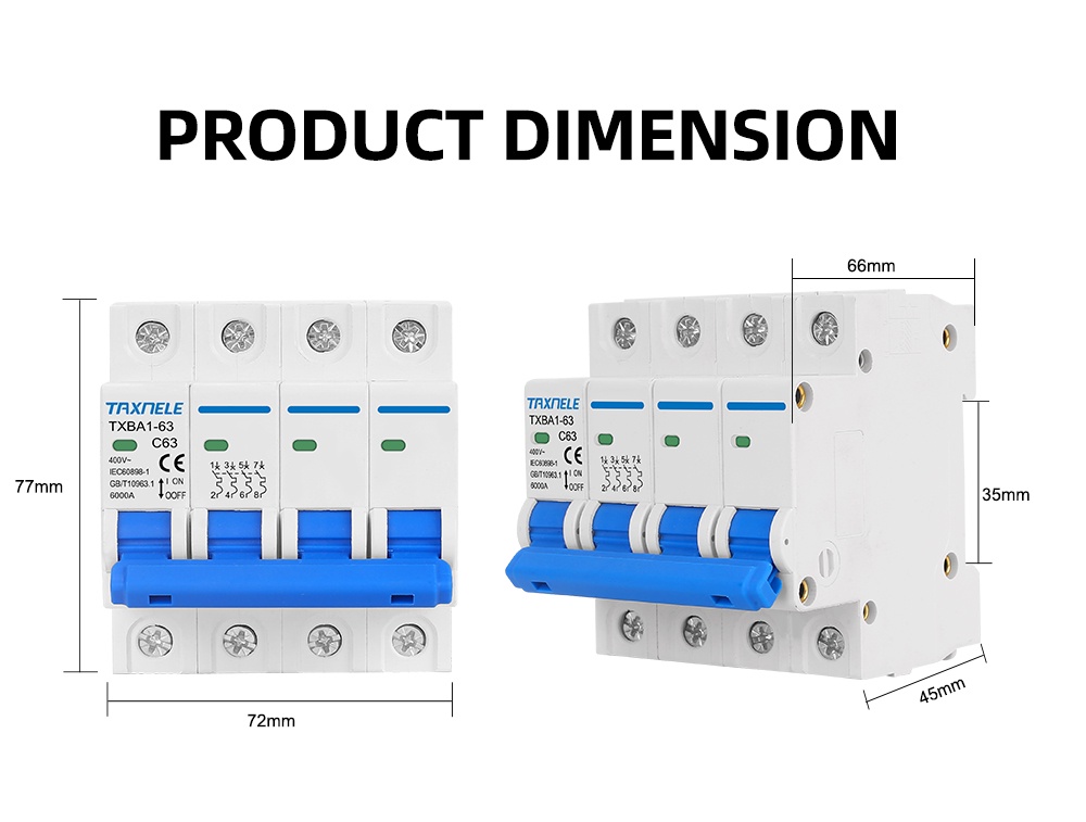 DZ47 400V 4P 6-63A C Type Mini Circuit Breaker MCB Short Overload Circuit Protector 35mm Din ...