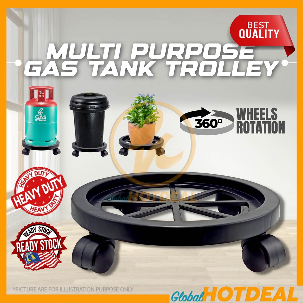 4 RODA-PVC Round Gas Stand Roller With Wheels Kaki Roda Tong Gas Roller ...