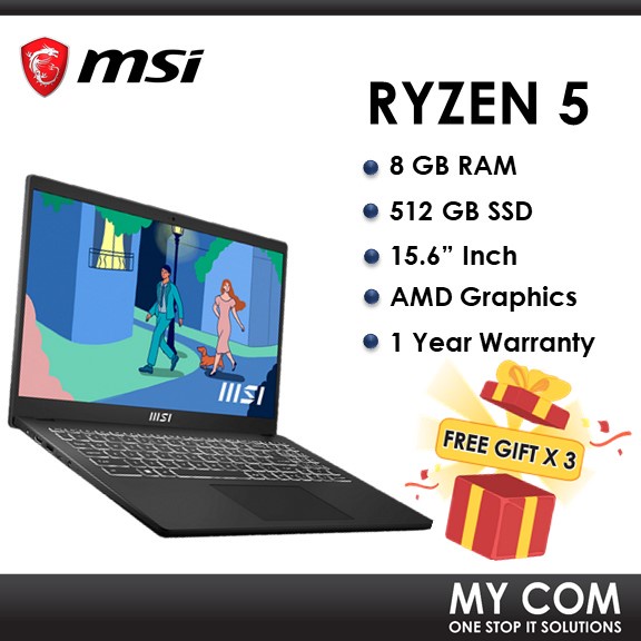 MSI Modern 15 B7M-063MY Creator 15.6'' FHD Laptop Notebook (Ryzen 5 7530U, 8GB, 512GB SSD, AMD ...