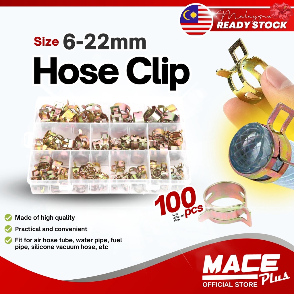 Clamp Set Box Accessory Carbon Steel 100pcs Hose Clip Tube Hose Clamp ...