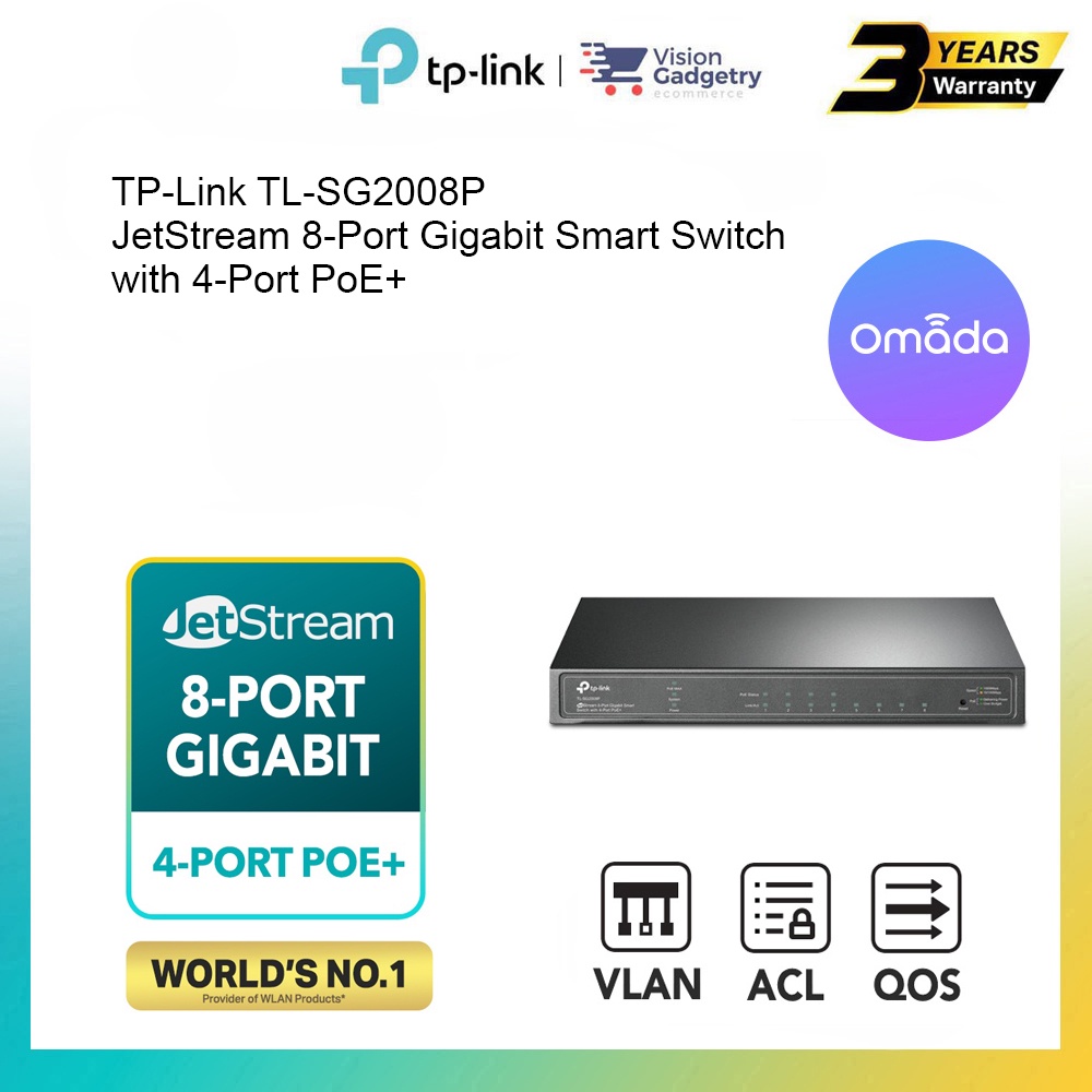 TP-Link TL-SG2008P JetStream 8-Port Gigabit Smart Switch with 4-Port ...