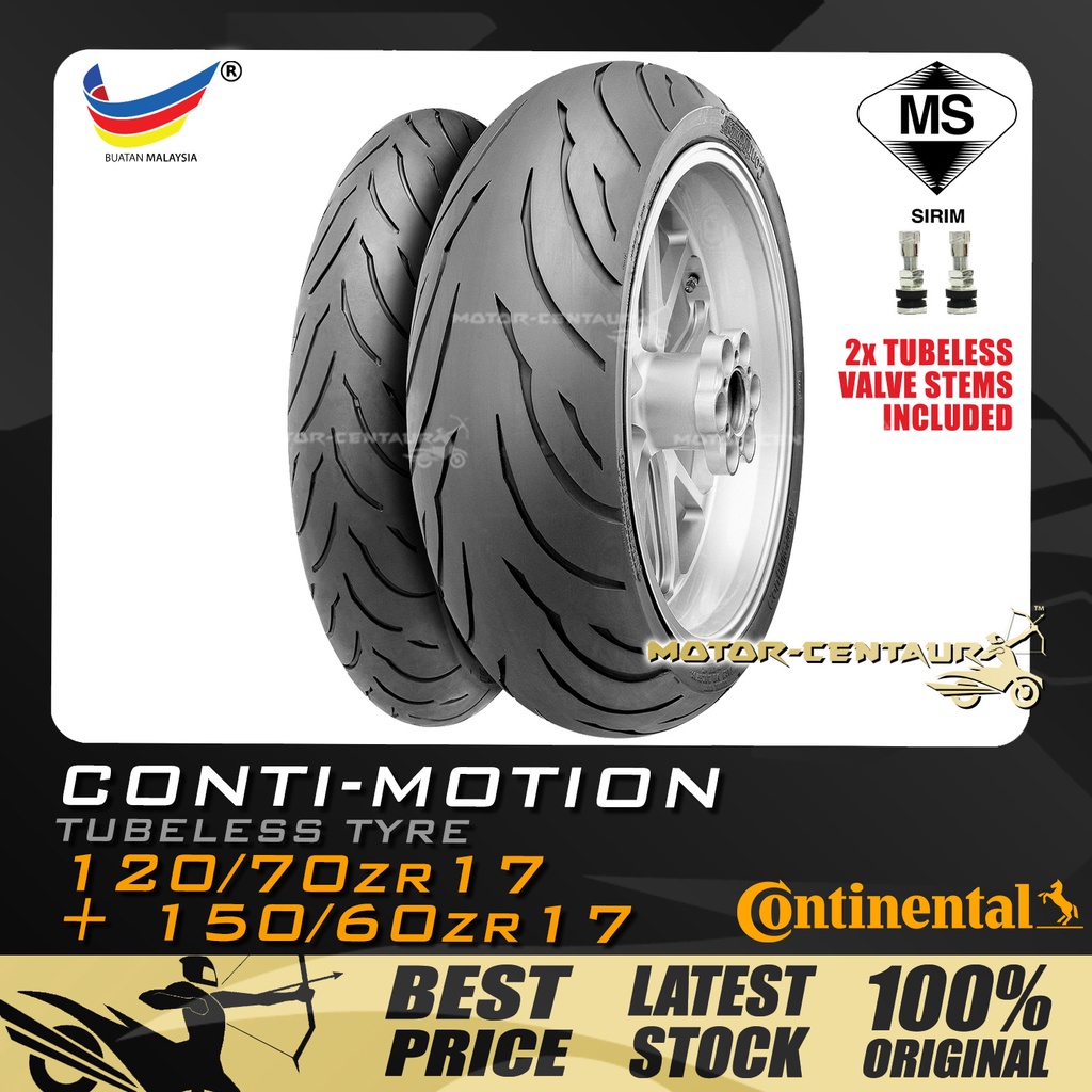 TAYAR MOTORSIKAL CONTINENTAL CONTI-MOTION TUBELESS TYRE ...