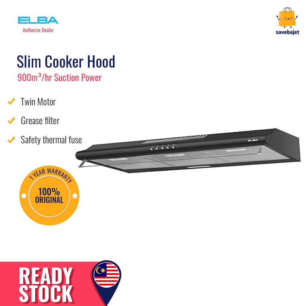 ELBA Hub Dapur Slim Cooker Hood ESH-M9098(BK) | Shopee Malaysia