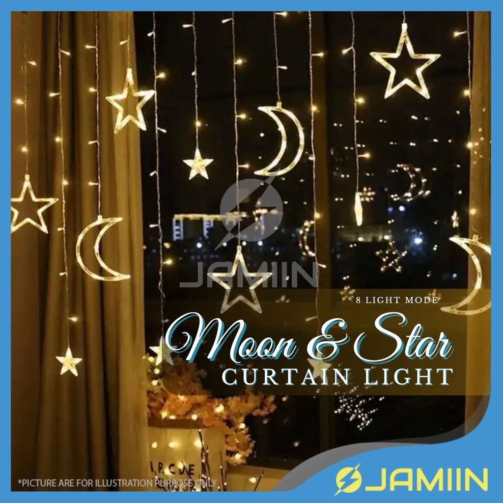 RAYA 2025 Lampu Bulan Bintang Raya Liplap Lampu Raindrop Raya String ...