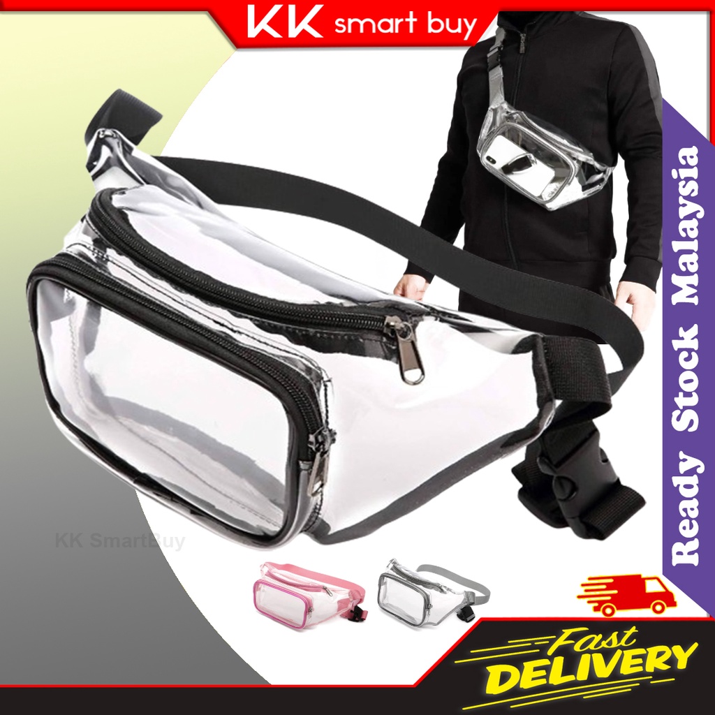 Beg Lutsinar PVC Backpack Purse Sport Belt Rain Proof Transparent See ...