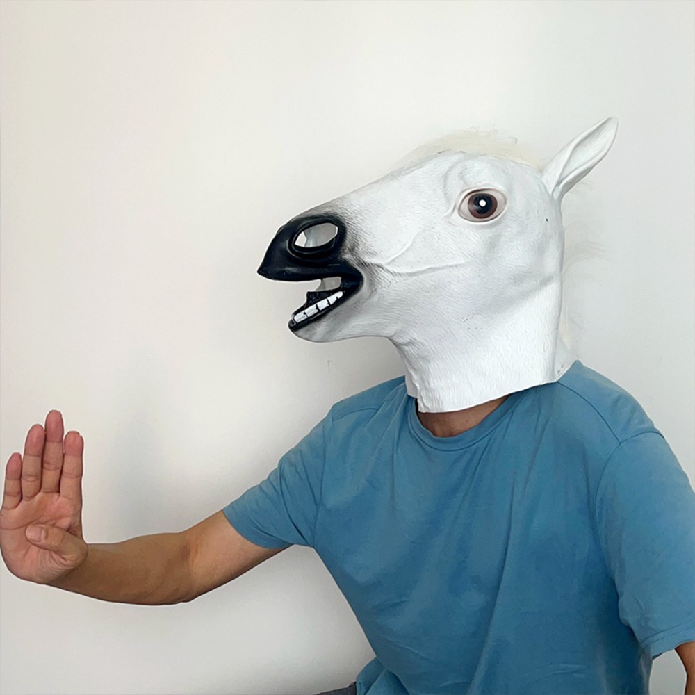 Realistic Horse Mask Rubber Latex Animal Mask Creepy Horse Head Mask ...