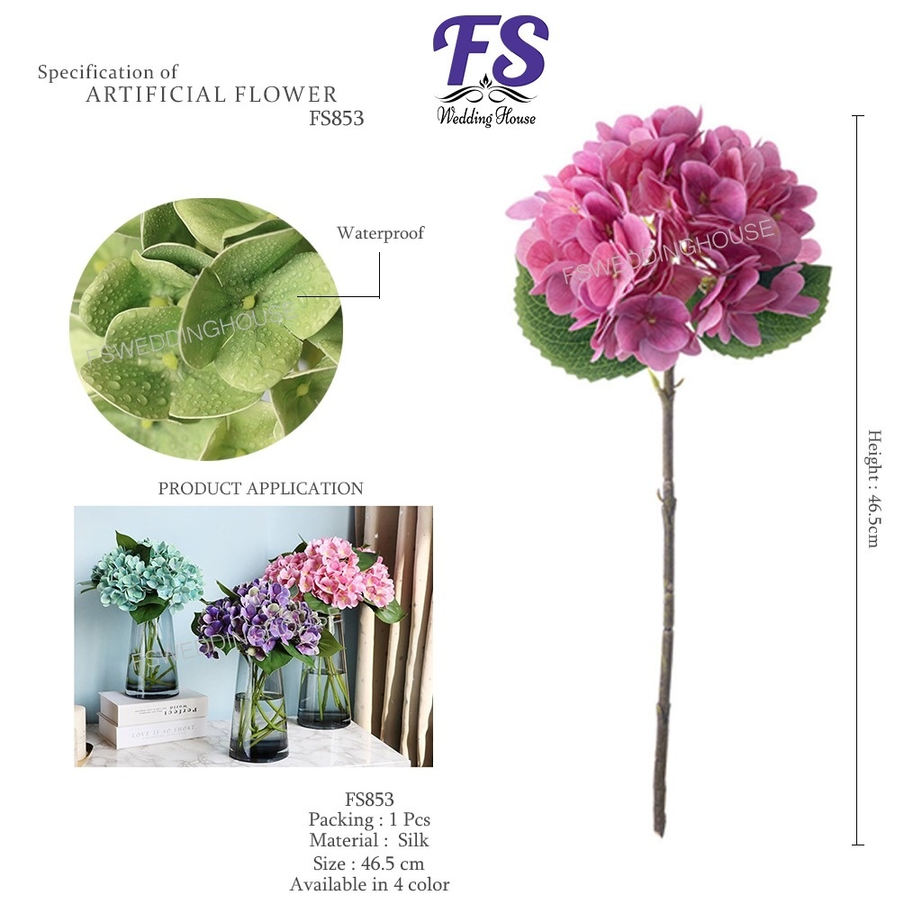 1 STALK - Hydrangea/Artificial Flower/Bunga Hiasan/Bunga Gubahan ...