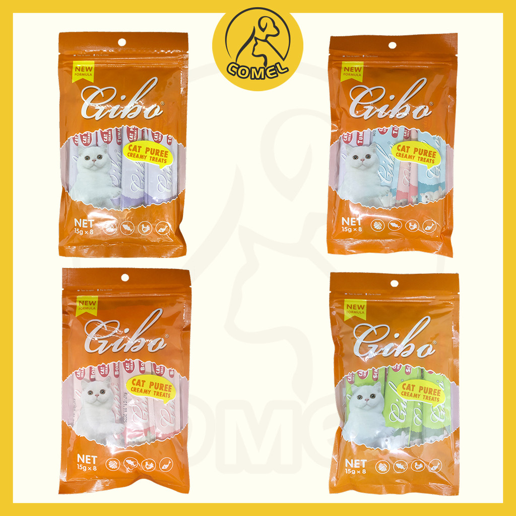 Gibo Cat Puree Creamy Treats/Cat Treats/Makanan Kucing 15g x 8 | Shopee ...