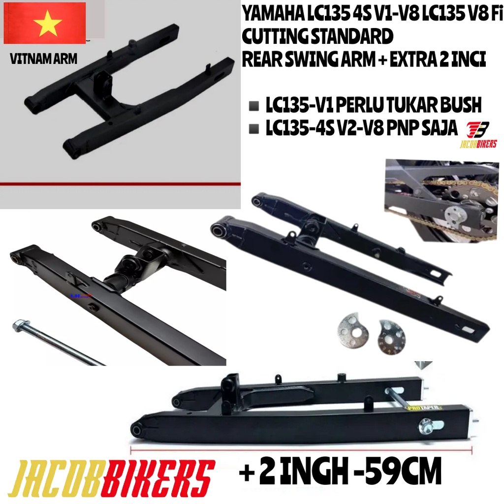 YAMAHA EXCITER LC LC135 FOR 4S V1-V8 LC135 V8 Fi CUTTING STANDARD REAR SWING ARM VIETNAM + EXTRA ...