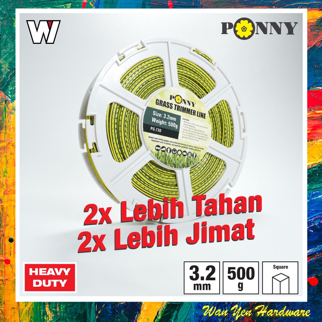 500g - 3.2mm PONNY Brush Cutter Trimmer Line / Tali mesin rumput ...