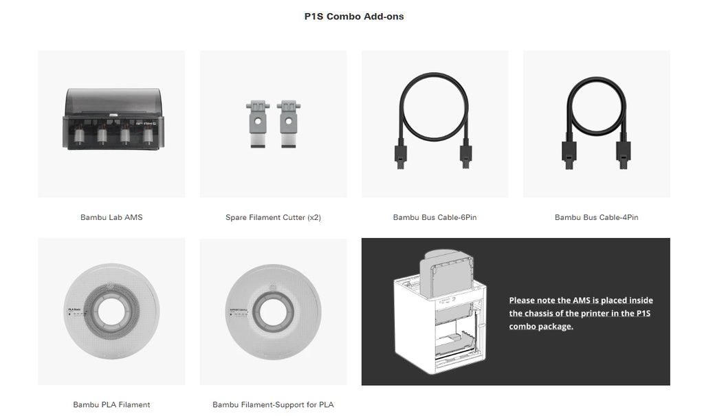 Bambu Lab P1S Series P1S Combo AMS Fully Automatic Leveling High Speed Multicolor Support 16 ...