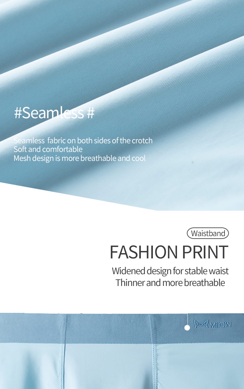 MiiOW Ice Silk Seamless Men's Boxer Briefs 3A Graphene Antibacterial ...