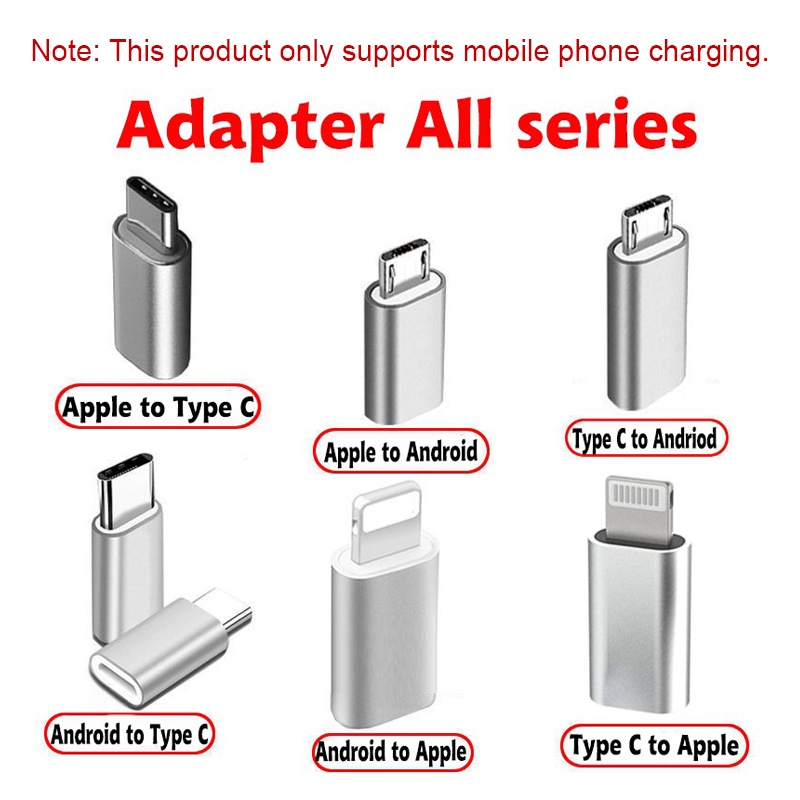 For IP Android Phone Type-C Micro USB Adapter Data Sync Charger ...