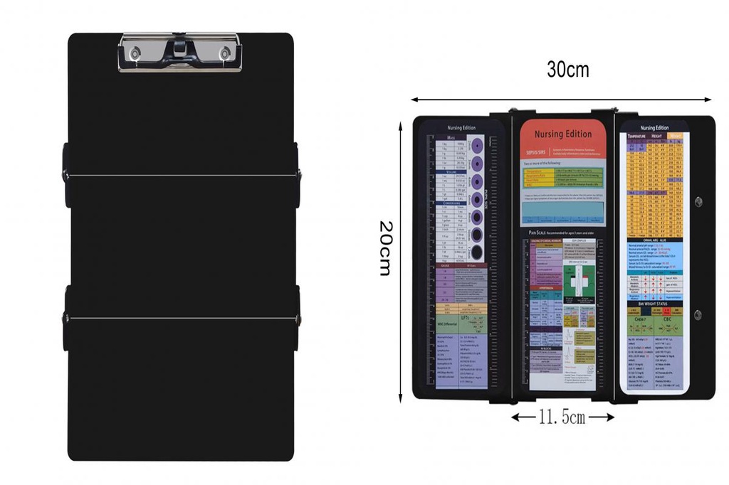 Compact Nurse Reference Tool Tri-fold Nursing Clipboard Portable ...